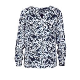 GOLDNER Damen Schlupfbluse "Kurzgr&ouml;&szlig;e Langarmbluse mit V-Ausschnitt, Print", blau, Gr. 22, Obermaterial: 100% Viskose CV., Blusen
