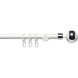 Gardinenstange Liedeco, L:200cm &Oslash;:20mm, wei&szlig;, Eisen, Gardinenstangen, "Fertigstilgarnitur 20 mm Power Kugel mit Ring", Gardinenstange Komplett