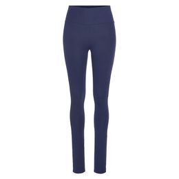Lascana Damen Leggings, Gr. 32, blau, Single Jersey, Obermaterial: 95% Baumwolle, 5% Elasthan, unifarben, Basic, Hosen, mit breitem B&uuml;ndchen