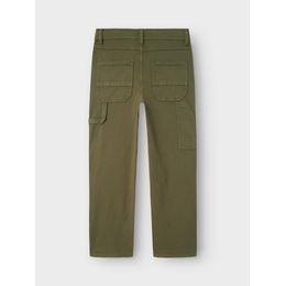 name it Jungen Cargohose "NKMRYAN STRAIGHT TWILL PANT 1880-AX NOOS", gr&uuml;n, Gr. 128, unifarben, washed, Web, Obermaterial: 97% Baumwolle, 3% Elasthan,