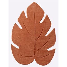 Teppich HEINE HOME, B:140cm H:14mm L:110cm, orange, Wolle, Wohnzimmer, Teppiche