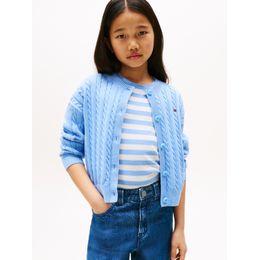 Tommy Hilfiger M&auml;dchen Strickjacke "CABLE CARDIGAN", blau, Gr. 92, unifarben, Strick, Obermaterial: 100% Baumwolle, Strickjacken, f&uuml;r Kinder bis 16