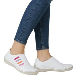 Rieker Damen Slipper, Gr. 41, wei&szlig;, Lederimitat, kontrastfarbene Details, Schuhe, Slip-on Sneaker, Schlupfschuh, Halbschuh mit weicher Innnensohle