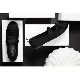 ANISTON SHOES Damen Ballerina, Gr. 37, schwarz, Textil, Veloursleder, Schuhe, Riemchenballerina, Schlupfschuh, Loafer, Slipper - NEUE KOLLEKTION