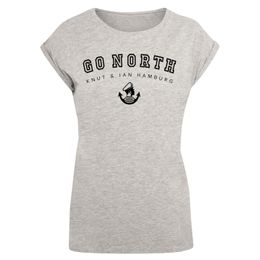 F4NT4STIC Damen T-Shirt "Go North Knut & Jan Hamburg", grau, Gr. S, Obermaterial: 100% Baumwolle, Shirts, Print