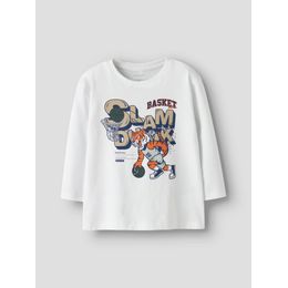 name it Jungen T-Shirt "NMMLINCOM LS NREG TOP BOX", weiß, Gr. 92, bedruckt, Jersey, Obermaterial: 95% Baumwolle, 5% Elasthan, Shirts