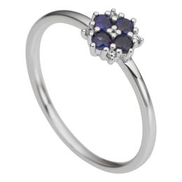 Firetti Damen Fingerring "Schmuck Geschenk Gold 333 oder 375 Damenring Goldring Blume", 17, 0,02 P2 = erkennbare Einschl&uuml;sse, Diamanten Wei&szlig;gold 375,
