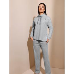 Hajo Damen Hausanzug, Gr. 40, grau, 54% Baumwolle, 45% Polyester, 1% Elasthan, Hose:62% Baumwolle, 38% Polyester, Homewear-Sets