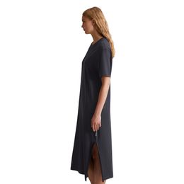 Marc O'Polo Damen Jerseykleid "aus gerippter Bio-Baumwolle", blau, Gr. XS, MARC O'POLO DENIM, unifarben, Obermaterial: 100% Baumwolle, Kleider