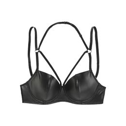 Damen Schalen-BH, PETITE FLEUR GOLD BY LASCANA, Gr. 85, schwarz, Lederoptik (PU beschichtet), Obermaterial: 80% Polyethylen, 12% Polyamid, 8%