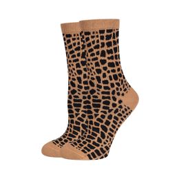 JOOP! JOOP Damen Socken "Socken 2er Pack", Gr. 35tiger's eye, 60% Baumwolle, 23% Polyester, 15% Polyamid, 2% Elasthan, Animal-Print, Socken, 2er Pack Aus