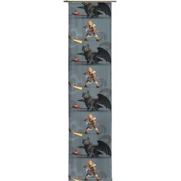 Schiebegardine WIRTH, B:60cm H:145cm, grau, Satin, Polyester, Gardinen, "Dragons", Universal Pictures