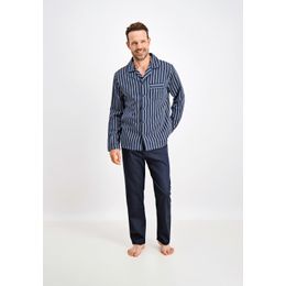 Bison Herren Schlafhose "Bison Pyjamas", Gr. XXXL, blau, Obermaterial: 100% Baumwolle, Hosen