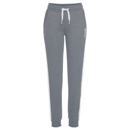 Damen Sweathose, BENCH. LOUNGEWEAR, Gr. 32, grau, Jersey, Obermaterial: 60% Baumwolle, 40% Polyester, unifarben mit Farbeinsatz, Hosen, mit