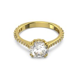 Swarovski Damen Fingerring "Stilla Round Cocktailring", 55, Metall, gold, Metall, Fingerringe, mit Swarovski Kristall