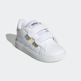 Mädchen Sneaker "GRAND COURT LIFESTYLE COURT HOOK AND LOOP", adidas Sportswear, Gr. 21, weiß, Synthetik, Schuhe, Design auf den Spuren des adidas