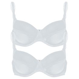 Viania Damen T-Shirt-BH "2er Pack Spacer B&uuml;gel BH Sally", Gr. 85, wei&szlig;, Stoff, Obermaterial: 65% Polyamid PA. 28% Polyester PES. 7% Elasthan EL., BHs