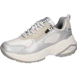 Waldl&auml;ufer WALDL&Auml;UFER Damen Plateausneaker "H-PEPPER", Gr. 3,5, silber, Textil, kontrastfarbene Details, Schuhe, Schn&uuml;rschuh, Halbschuh, Freizeitschuh in