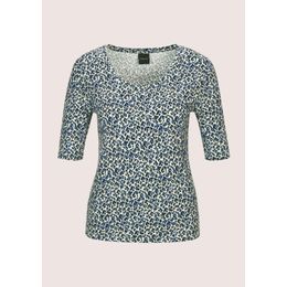 Madeleine Mode MADELEINE Damen Kurzarmshirt "Shirt Halbarmshirt mit Animal-Print", blau, Modern, Gr. 46, Obermaterial: 95% Viskose CV. 5% Elasthan EL., Shirts