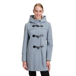 Gil Bret Damen Outdoorjacke "Damen Dufflecoat mit Kapuze", blau, Gr. 40, Obermaterial: 70% Wolle, 20% Polyester, 10% Polyamid. Besatz: 45% Polyacryl,