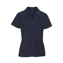 Vivance Damen Poloshirt, Gr. 48, blau, Frottee, Obermaterial: 51% Polyester, 49% Baumwolle, meliert, Shirts, Kleine Stickerei