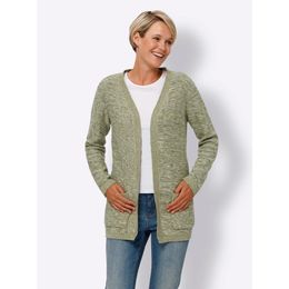 Classic Basics Damen Cardigan, gr&uuml;n, Gr. 42, gemustert, mehrfarbig, meliert, 100% Baumwolle, Strickjacken