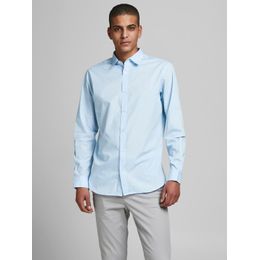 Jack & Jones JACK & JONES Herren Langarmhemd "JJJOE SHIRT LS 2 PACK MP", wei&szlig;, Gr. M, unifarben, Web, Obermaterial: 65% Polyester, 35% Baumwolle, Hemden