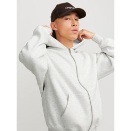 Jack & Jones JACK & JONES Herren Kapuzensweatjacke "JJEURBAN EDGE SWEAT ZIP HOOD NOOS", grau, Gr. XS, meliert, angeraute Sweatware, Obermaterial: 70% Baumwolle,