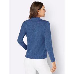 Classic Basics Damen Strickpullover "Langarm-Pullover", blau, Gr. 52, meliert, 100% Polyacryl, Pullover