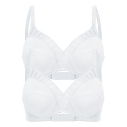 Felina Damen Bügelloser BH "2er Pack BH ohne Bügel Weftloc", Gr. 95, weiß, Obermaterial: 75% Polyamid PA. 25% Elasthan EL., BHs