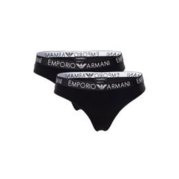 Emporio Armani Damen Slip "Slip 2er Pack", Gr. L, schwarz, Obermaterial: 95% Baumwolle CO. 5% Elasthan EL., Unterhosen