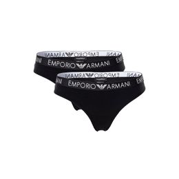 Emporio Armani Damen Slip "Slip 2er Pack", Gr. L, schwarz, Obermaterial: 95% Baumwolle CO. 5% Elasthan EL., Unterhosen