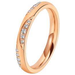 DOOSTI Damen Trauring "Schmuck Geschenk Edelstahl Trauring Ehering Partnerring LIEBE", 52,mit Zirkonia, Edelstahl, 3mm, rosa, Edelstahl, Fingerringe,