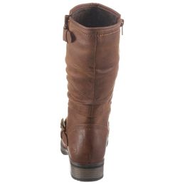 Rieker Damen Stiefel, Gr. 40, braun, Lederimitat, used, Schuhe, Boots, Winterboots, Blockabsatz mit gerafftem slouchy-Schaft