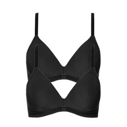 LISCA Damen Schalen-BH "2er Pack Schalen BH ohne B&uuml;gel Laura", Gr. 75, schwarz, Stoff, Obermaterial: 75% Polyamid PA. 25% Elasthan EL., BHs