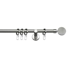 Gardinenstange Indeko, L:160cm &Oslash;:16mm, silber, Stahl, Gardinenstangen, "Rondo", Komplett-Set inkl. Ringen und Montagematerial