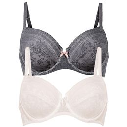 Anita Damen B&uuml;gel-BH "2er Pack B&uuml;gel BH Fleur", Gr. 90anthrazit crystal, Spitze, Obermaterial: 87% Polyamid PA. 13% Elasthan EL., BHs