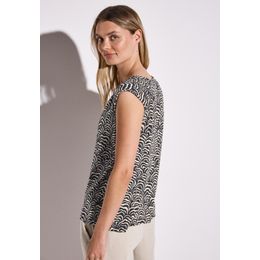 Street One Damen Tr&auml;gertop, blau, Gr. 34, bedruckt, Jersey, 95% Viskose, 5% Elasthan, Tops, mit Raffungen an den Schultern