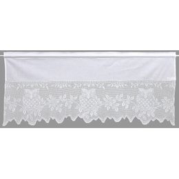 Querbehang, B:120cm H:50cm, wei&szlig;, HOSSNER - ART OF HOME DECO, Wirkware, Baumwolle, Gardinen, "Eule", handgeh&auml;kelte Spitze, wei&szlig;, Baumwolle