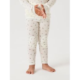 name it Mädchen Leggings "NMFWANG WOOL NEEDLE LEGGING NOOS", weiß, Gr. 104, bedruckt, Strick, Obermaterial: 100% Wolle, Hosen, aus reiner Merinowolle