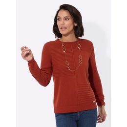 Casual Looks Damen Strickpullover "Pullover", rot, Gr. 38, unifarben, 50% Baumwolle, 50% Polyacryl, Pullover