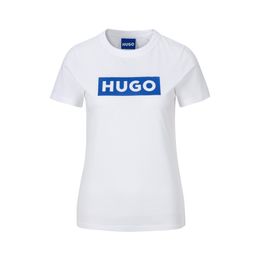 HUGO BLUE Damen T-Shirt "Classic Tee", wei&szlig;, Gr. XXL, bedruckt, unifarben, Single Jersey, Obermaterial: 100% Baumwolle, Shirts, mit Rundhals,