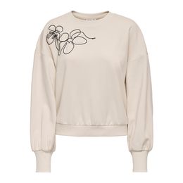 Only Damen Sweatshirt "ONLBROOK L/S CHEST EMB CS SWT", schwarz, Gr. L, bestickt, unifarben, Sweatware, Obermaterial: 60% Baumwolle, 40% Polyester,