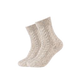 Camano Damen Socken "Socken 2er Pack", Gr. 35, beige, 55% Polyacryl, 45% Polyamid, Zopfmuster, Socken
