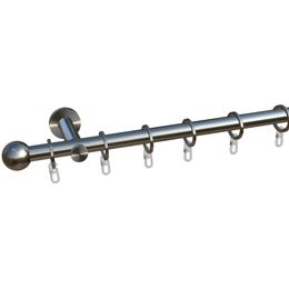 Gardinenstange Indeko, L:240cm &Oslash;:16mm, silber, Stahl, Gardinenstangen, "Formentor", Komplett-Set inkl. Ringen und Montagematerial