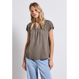 Street One Damen Shirtbluse, beige, Gr. 36, unifarben, Web, 100% Baumwolle, Blusen, farbig