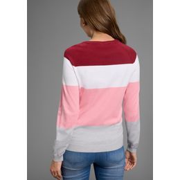 Neun Monate Damen Strickpullover "Ringel-Pullover f&uuml;r Schwangerschaft und Stillzeit", rot, Gr. 36, gestreift, Feinstrick, Obermaterial: 50% Viskose,
