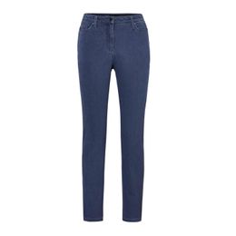 GOLDNER Damen Regular-fit-Jeans "Kurzgr&ouml;&szlig;e Lange Freizeithose BELLA mit Formbund", blau, Gr. 22, Obermaterial: 65% Baumwolle CO. 31% Polyester PES.