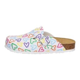 Lico Damen Clog "Clog Bioline Clog Print", Gr. 42, wei&szlig;, Synthetik, Schuhe