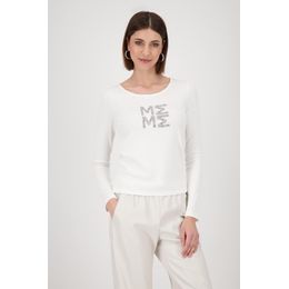 monari Damen Langarmshirt "Shirt Rippe + Schmuck", wei&szlig;, Gr. 44, unifarben, Rippware, Obermaterial: 96% Viskose, 4% Elasthan, Shirts, Mit